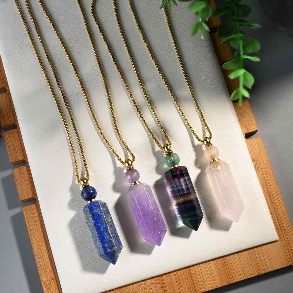 Elisa Natural Stone Perfume Bottle Necklace – ZENGORI